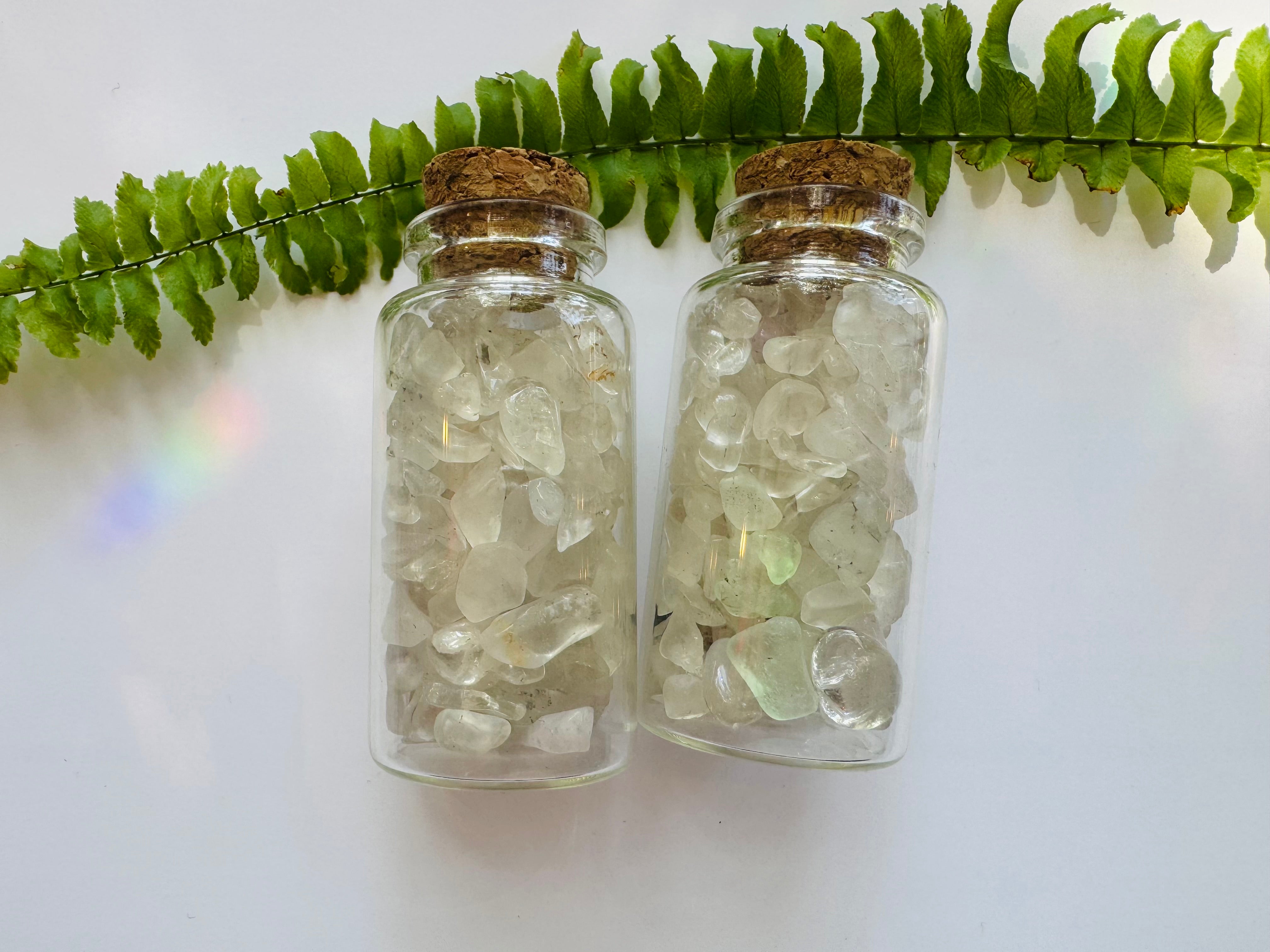 Clear Quartz Gem Chip 25 ml Glass Jar
